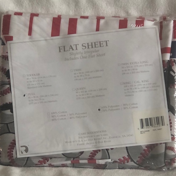 Dan River | Bedding | Vintage Dan River All American Baseball Full Flat ...